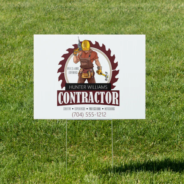 Modern Contractor Small Business Handyman Yard Sign | Zazzle
