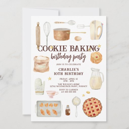 Modern Cookie Baking Birthday Party Invitation | Zazzle