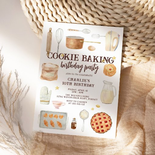 Modern Cookie Baking Birthday Party Invitation | Zazzle