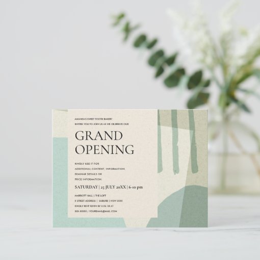 MODERN COOL ABSTRACT ART AQUA BLUE GRAND OPENING ANNOUNCEMENT POSTCARD ...