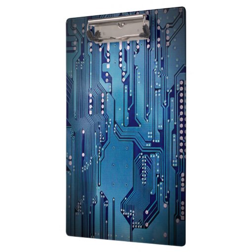 Modern Cool Blue Circuit Board High Tech Photo Clipboard | Zazzle
