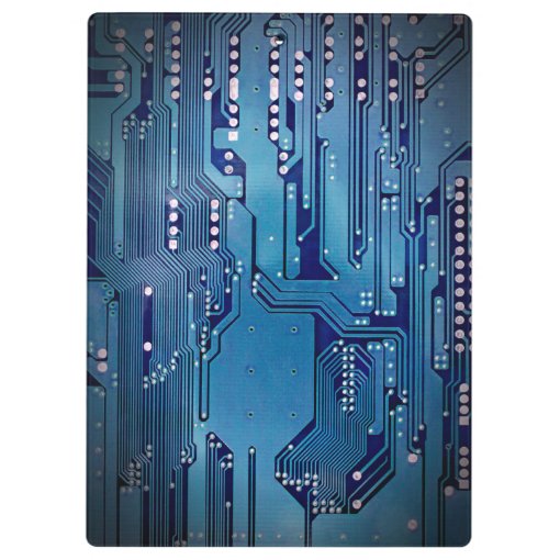 Modern Cool Blue Circuit Board High Tech Photo Clipboard | Zazzle