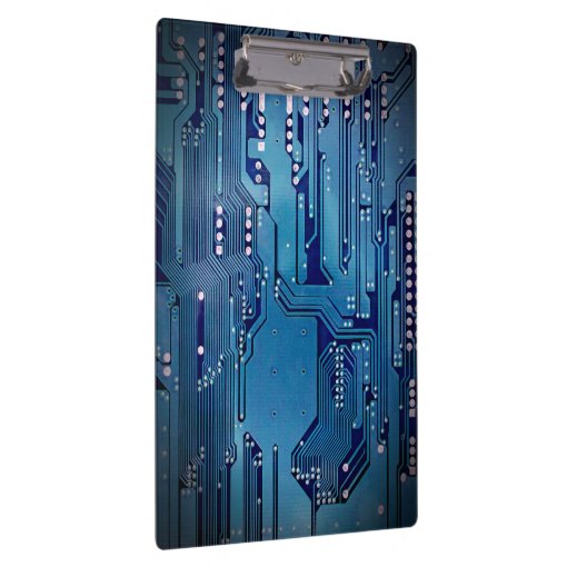 Modern Cool Blue Circuit Board High Tech Photo Clipboard | Zazzle