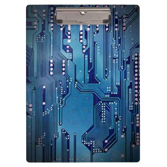 Modern Cool Blue Circuit Board High Tech Photo Clipboard | Zazzle.com