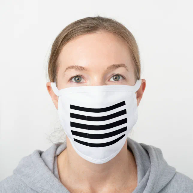 Modern Cool Classic Black and White Striped White Cotton Face Mask | Zazzle