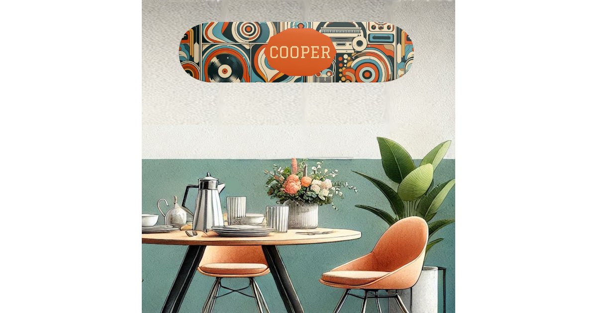 Modern Cool Geometric Forms Quirky Psychedelic Art Skateboard | Zazzle