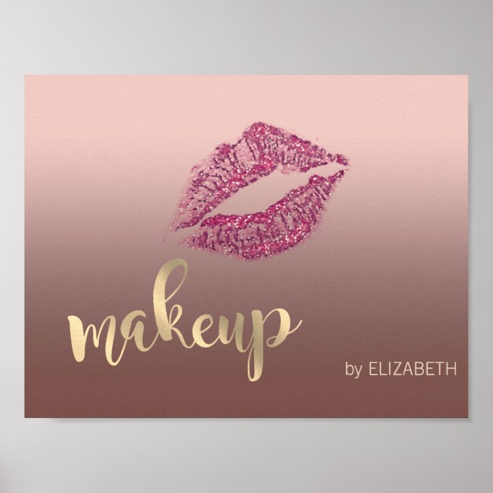 Modern Cool Glittery Lips , Makeup artist Poster | Zazzle.com