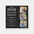 Modern Cool Graduate Fun Facts 3 Photo Graduation Napkins | Zazzle