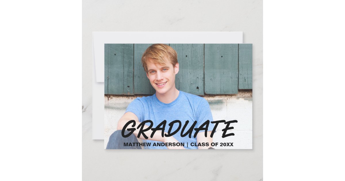 Modern Cool Graduation Announcement Photo Card | Zazzle