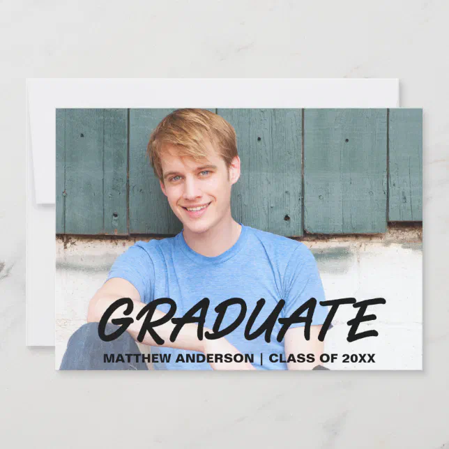 Modern Cool Graduation Announcement Photo Card | Zazzle
