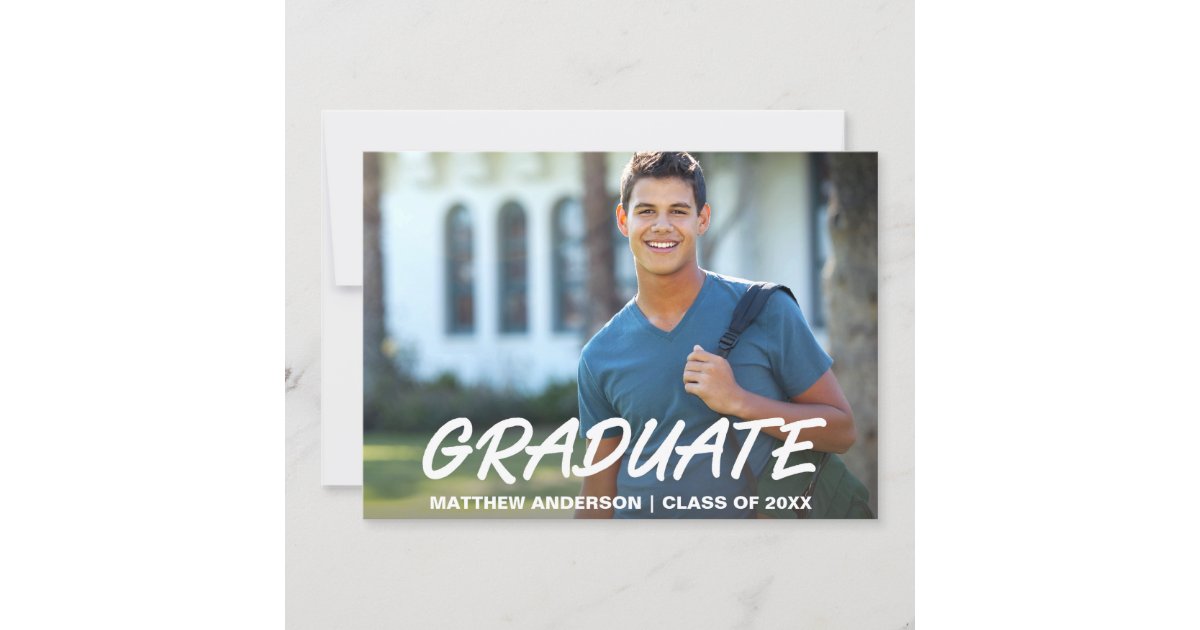 Modern Cool Graduation Announcement Photo Card W | Zazzle