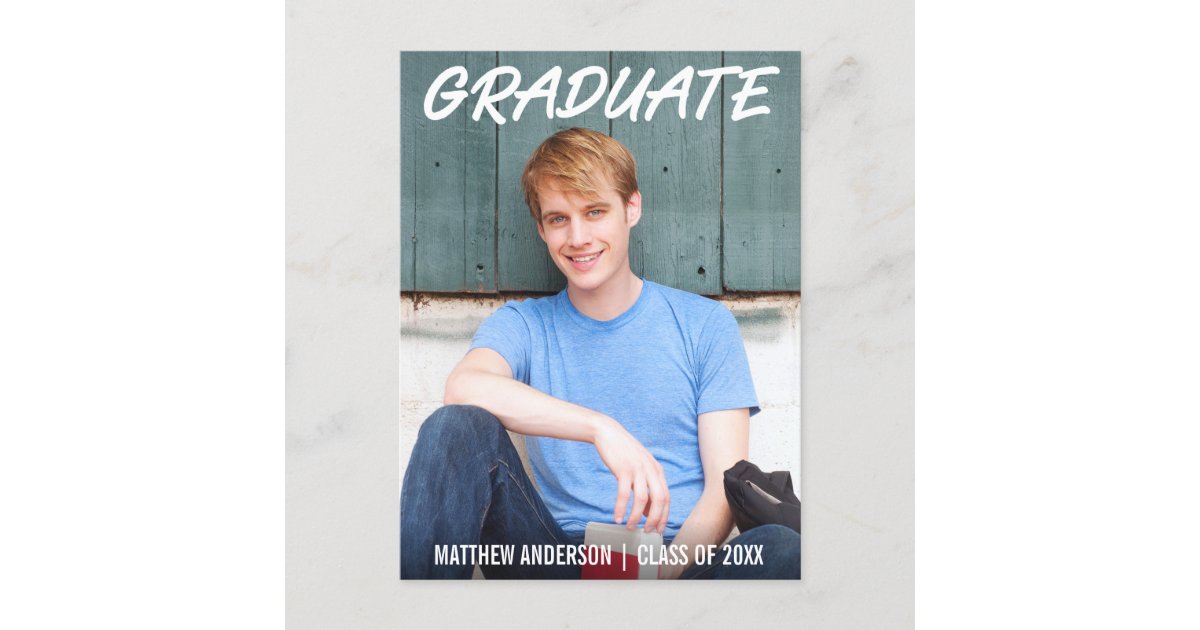 Modern Cool Graduation Announcement Photo WT | Zazzle