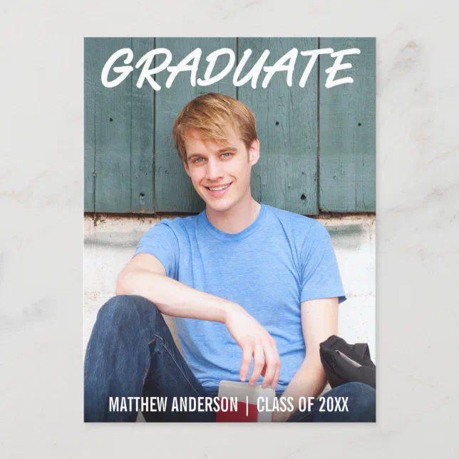 Modern Cool Graduation Announcement Photo WT | Zazzle
