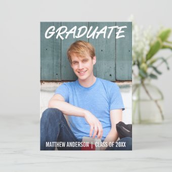 Modern Cool Graduation Announcement Photo WT | Zazzle
