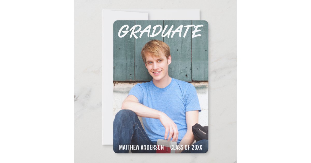 Modern Cool Graduation Announcement Photo WTR | Zazzle