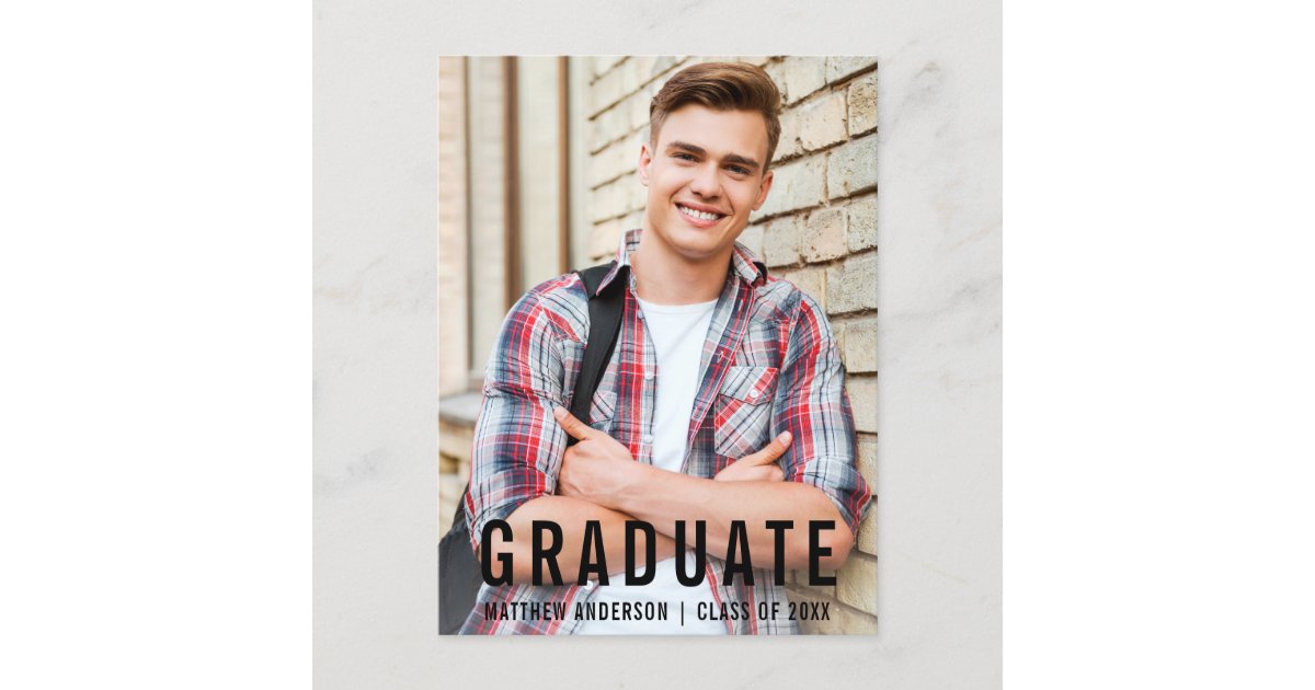 Modern Cool Graduation Party Photo Invitation Postcard | Zazzle