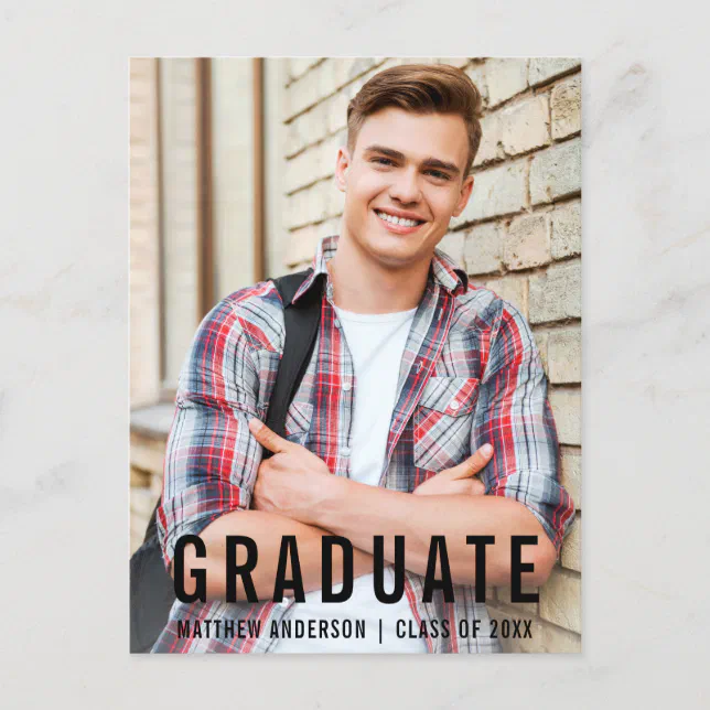 Modern Cool Graduation Party Photo Invitation Postcard | Zazzle