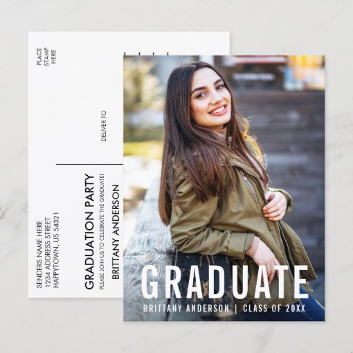 Modern Cool Graduation Party Photo W Invitation | Zazzle