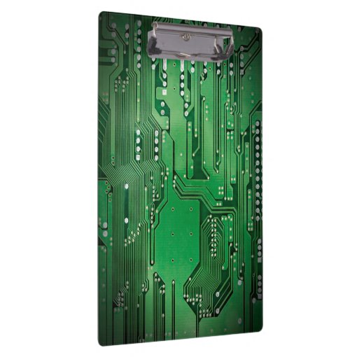 Modern Cool Green Circuit Board High Tech Photo Clipboard | Zazzle