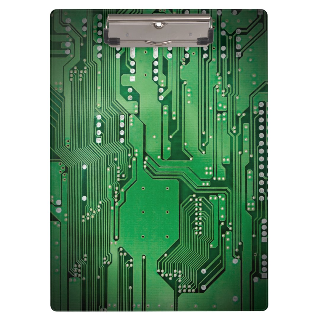 Modern Cool Green Circuit Board High Tech Photo Clipboard | Zazzle