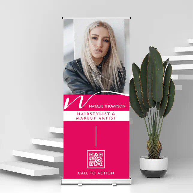 Modern Cool Roll Up Event Signage With QR Code Retractable Banner | Zazzle
