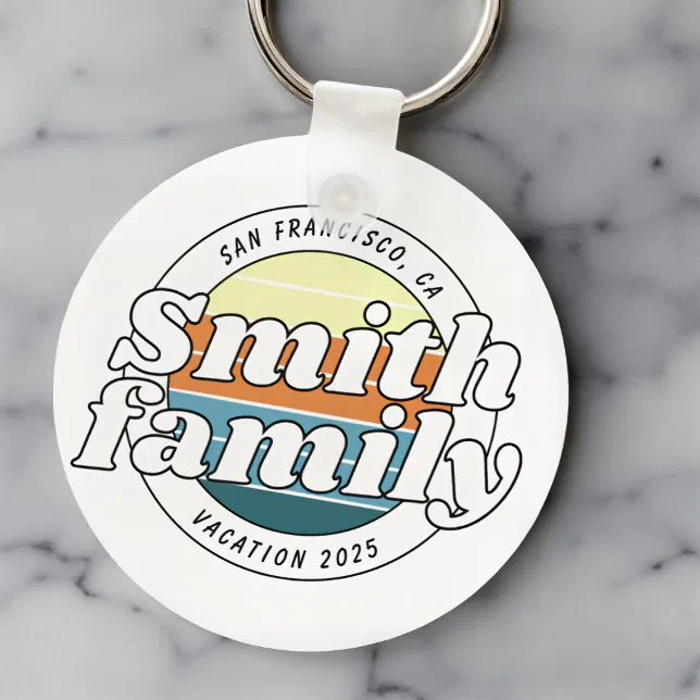 Modern Cool Simple Colorful Family Vacation Keychain | Zazzle