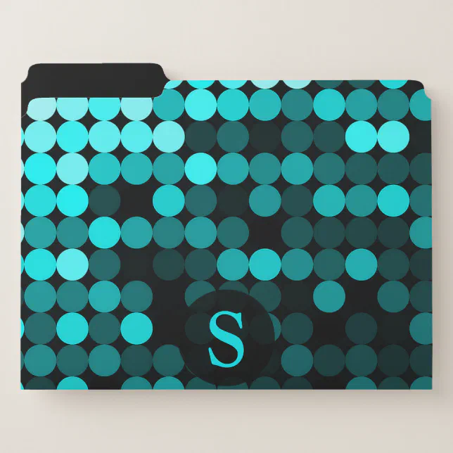 Modern Cool Unique Turquoise Dots Pattern Monogram File Folder | Zazzle