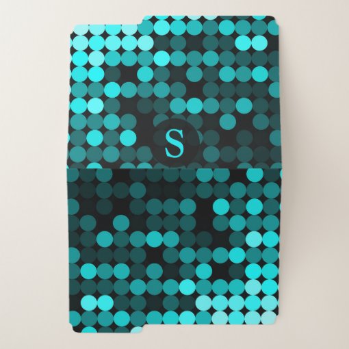 Modern Cool Unique Turquoise Dots Pattern Monogram File Folder | Zazzle