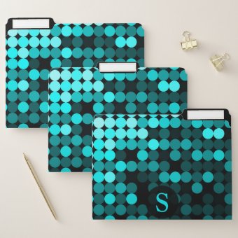 Modern Cool Unique Turquoise Dots Pattern Monogram File Folder | Zazzle