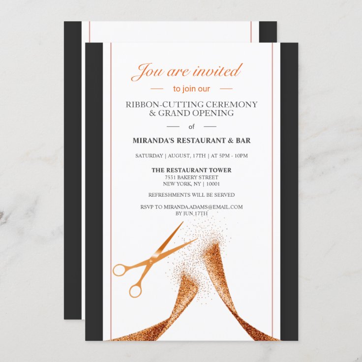 Modern Copper Restaurant Grand Opening Invitation | Zazzle