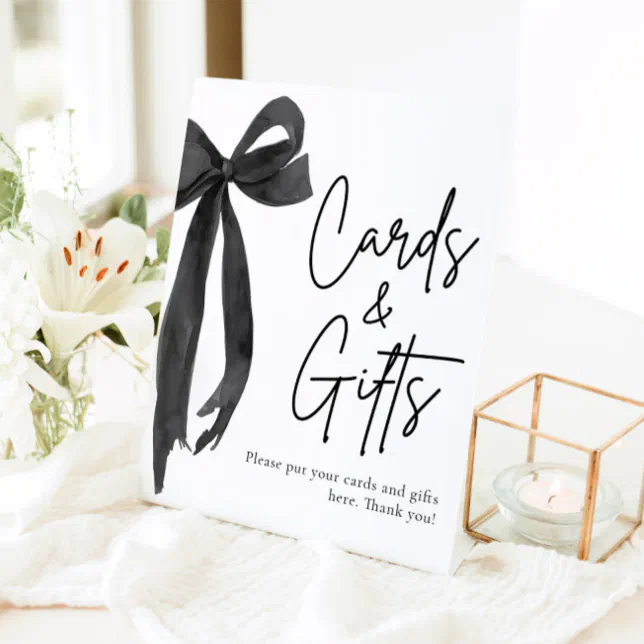 Modern Coquette Black Bow Cards and Gifts Sign | Zazzle