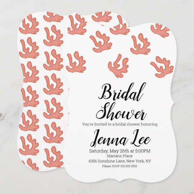 Modern Coral Reef Doodle Illustration Invitation | Zazzle