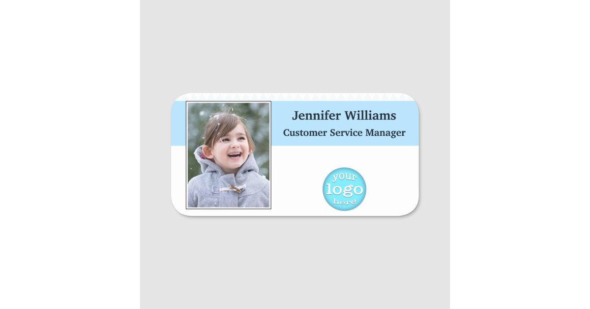 Modern Corporate Business Logo Employee ID Photo Name Tag | Zazzle