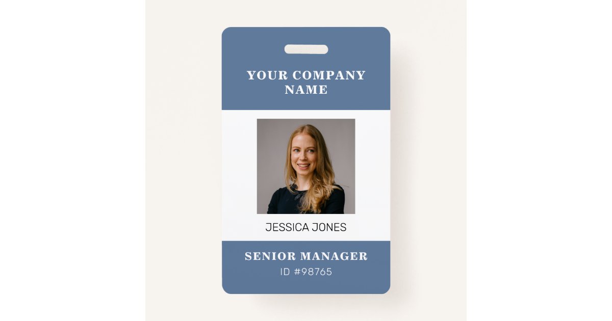 Modern Corporate Company Photo Name Logo Employee Badge | Zazzle