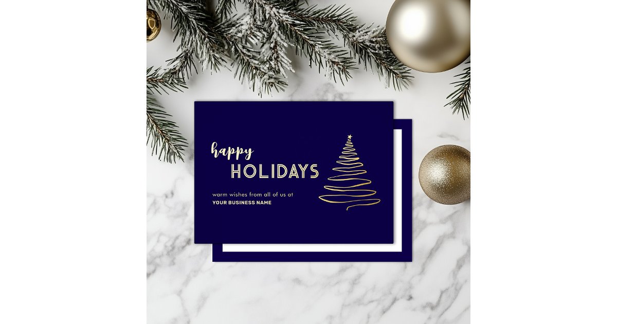 Modern Corporate Gold Foil Holiday Card | Zazzle
