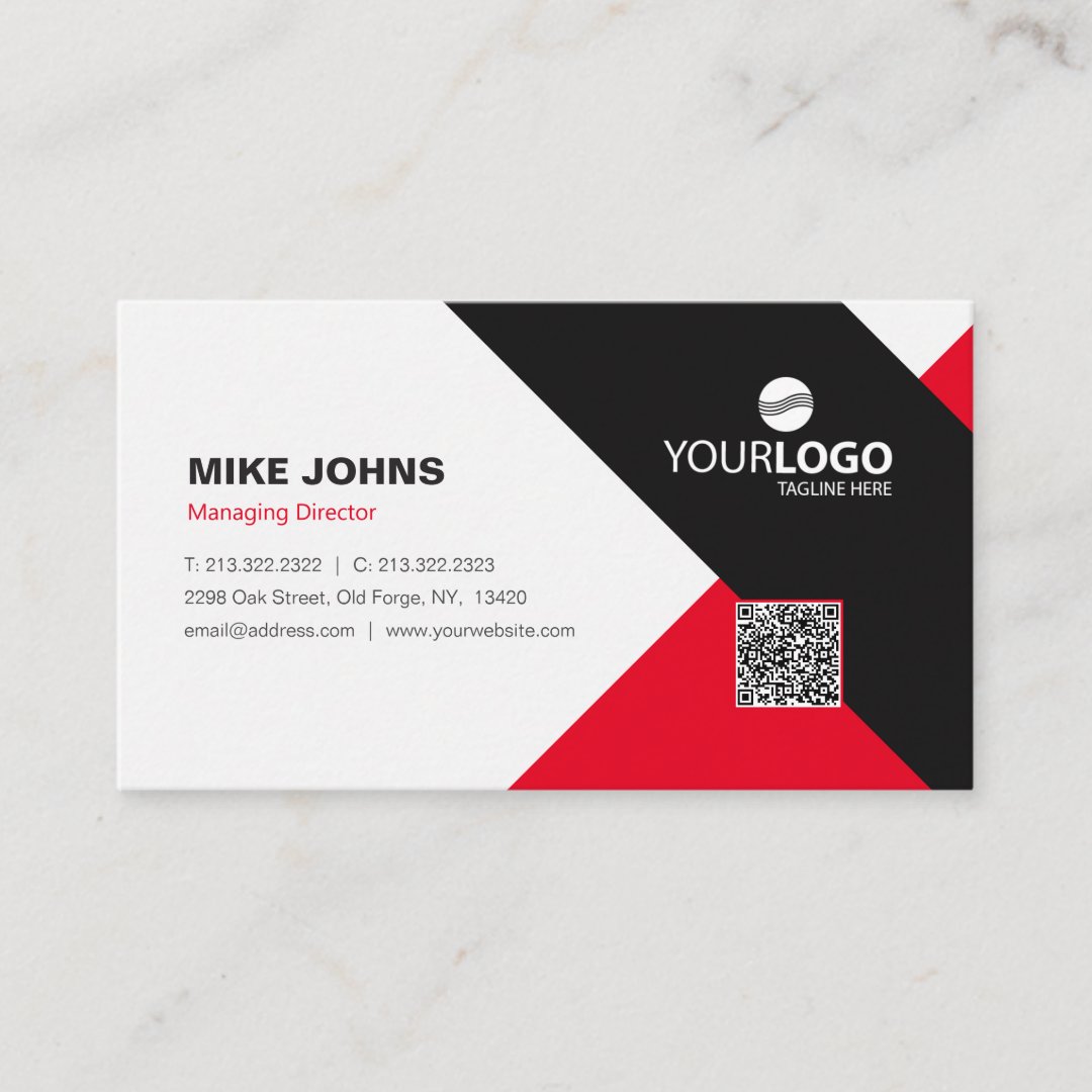 Modern Corporate & Professional Red & Black Business Card | Zazzle