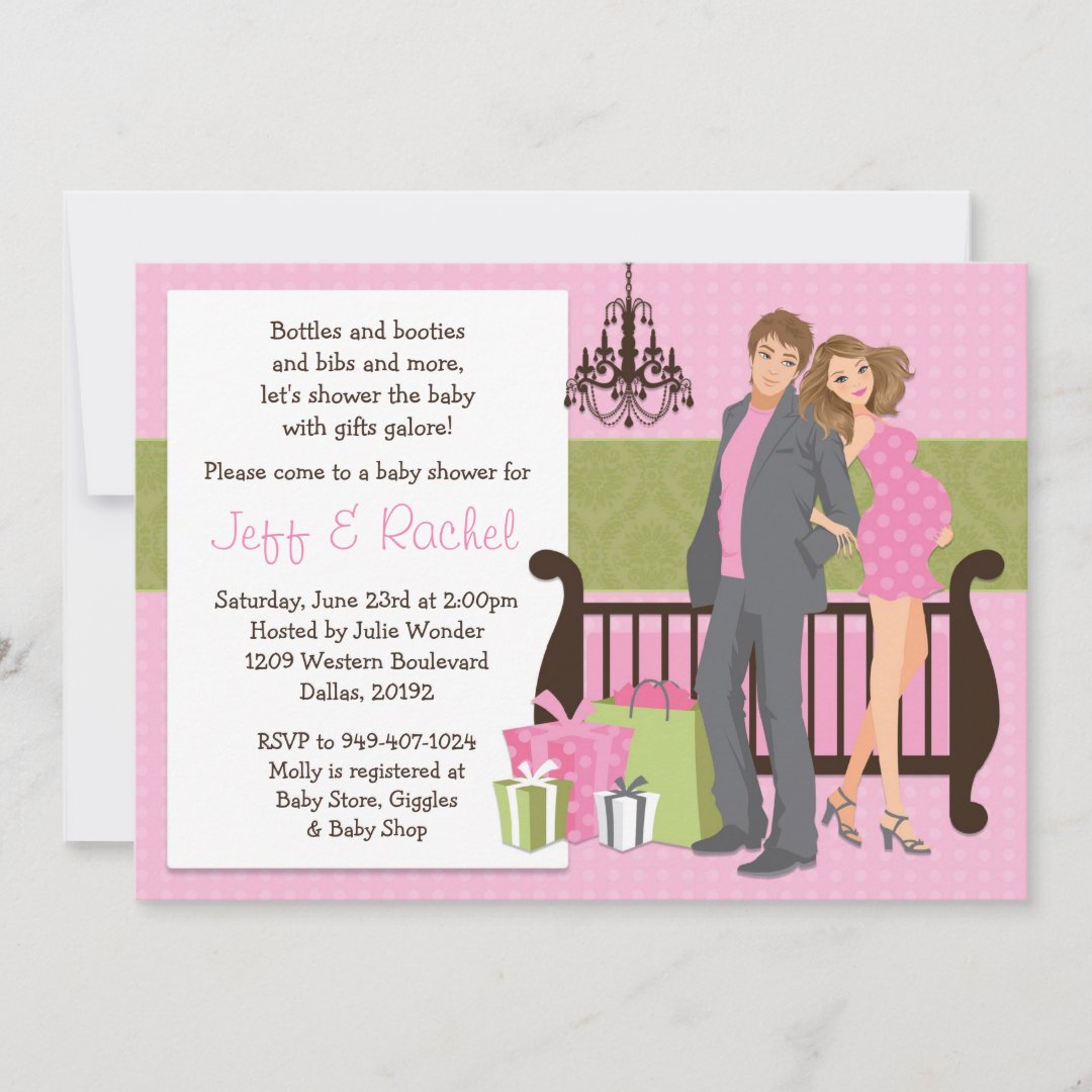 Modern Couple Baby Shower Invitation for Girl | Zazzle