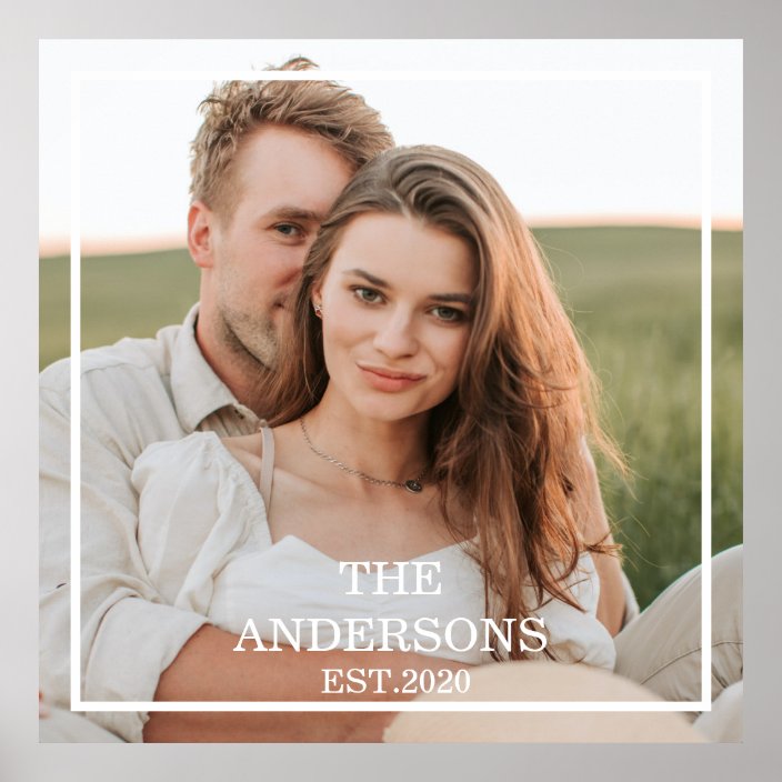 Modern Couple Collage Photo & Minimal Family Gift Poster | Zazzle.com