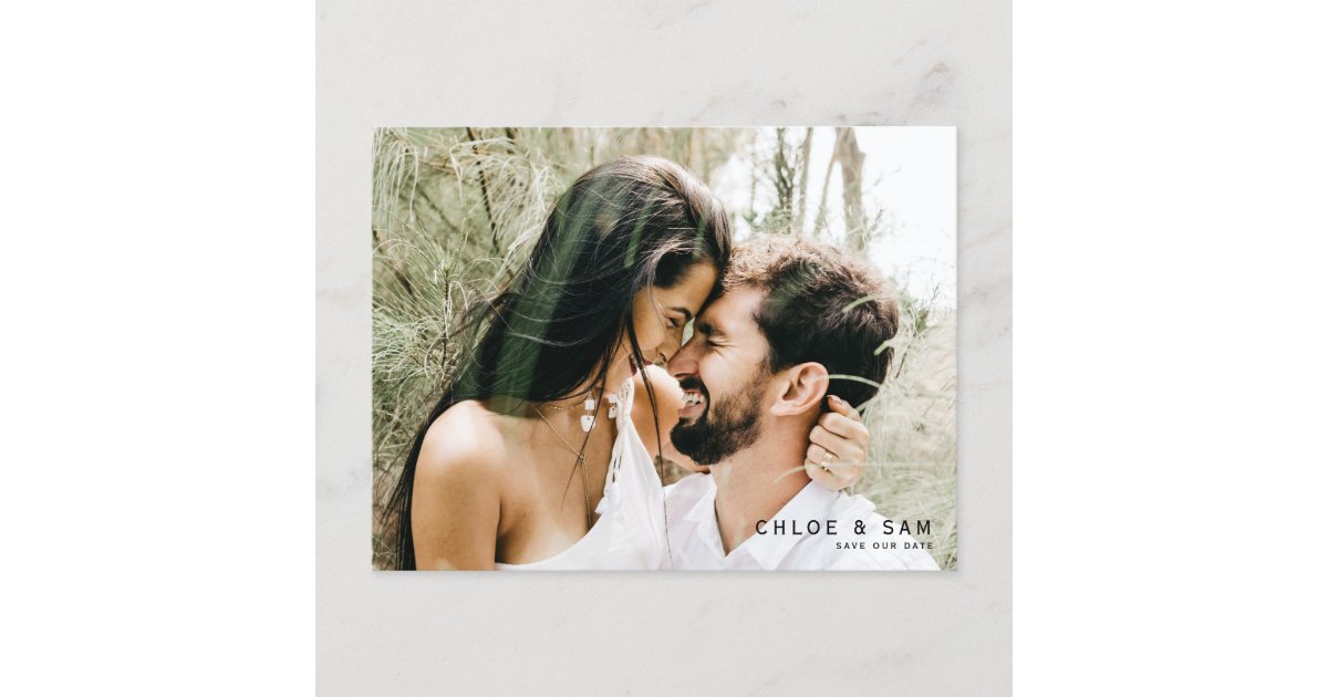 Modern Couple Photo QR Code Save the Date Invitati Postcard | Zazzle