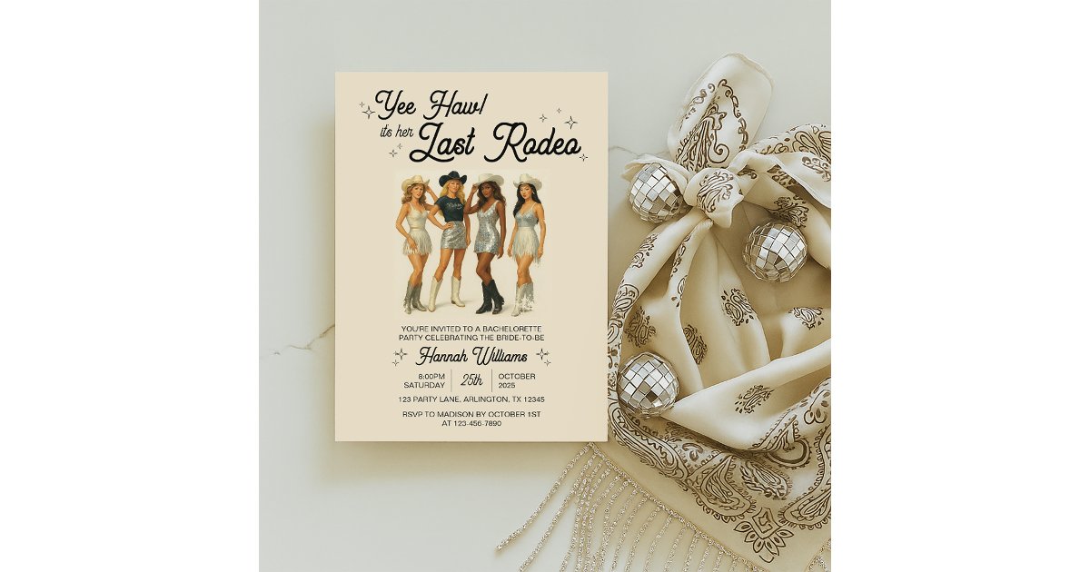 Modern Cowgirl Rodeo Bachelorette Party Invitation | Zazzle
