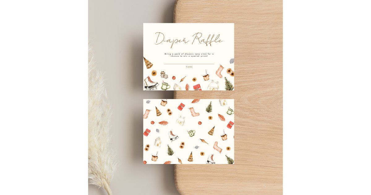Modern Cozy Christmas Baby Shower Diaper Raffle Enclosure Card | Zazzle