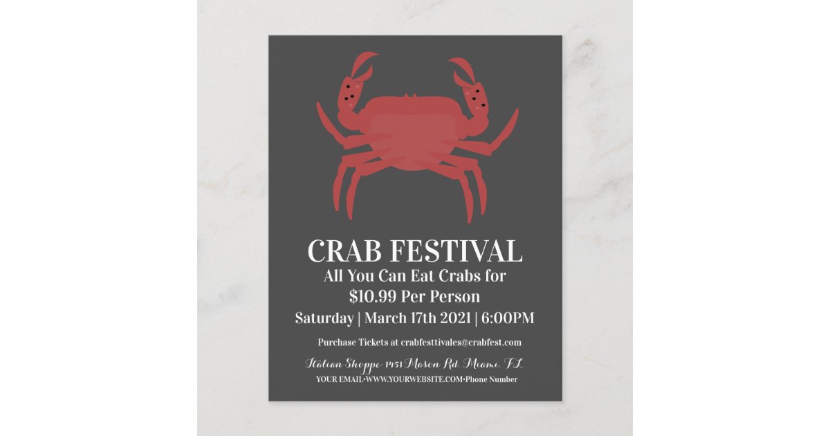 Modern Crab Festival Crab Restaurant Fundraiser Flyer | Zazzle