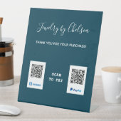 Modern Craft Show Vendor QR Code Payment Pedestal Sign | Zazzle