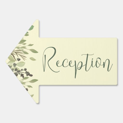 Modern Cream & Eucalyptus Reception Arrow Sign | Zazzle