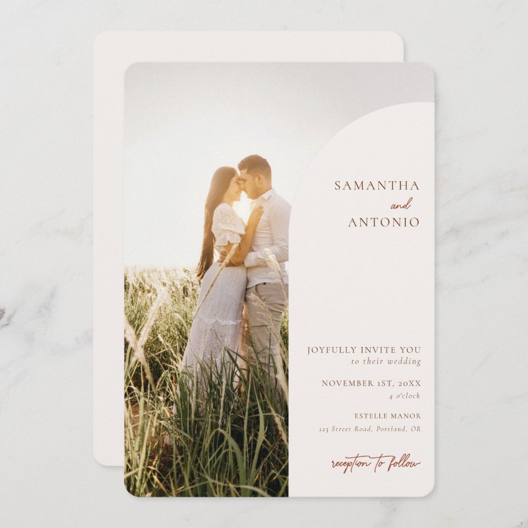 Modern Cream Wedding Invitation | Zazzle