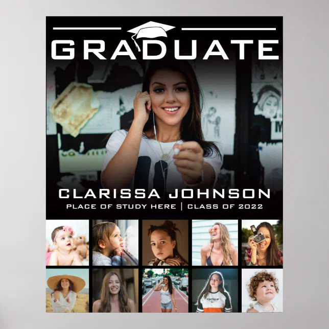 Modern Create Your Own Graduation Photo Collage Poster | Zazzle