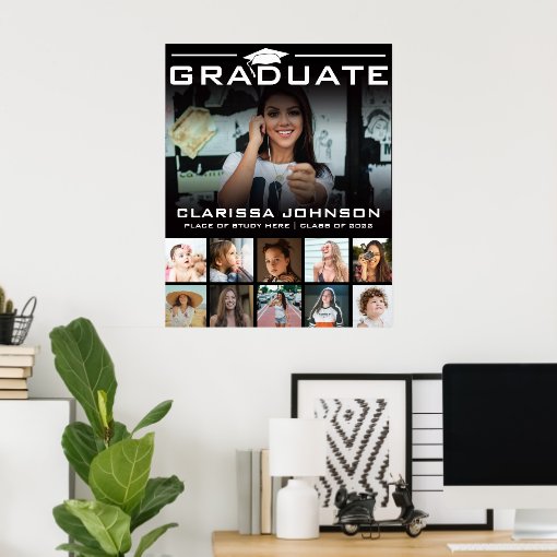 Modern Create Your Own Graduation Photo Collage Poster | Zazzle