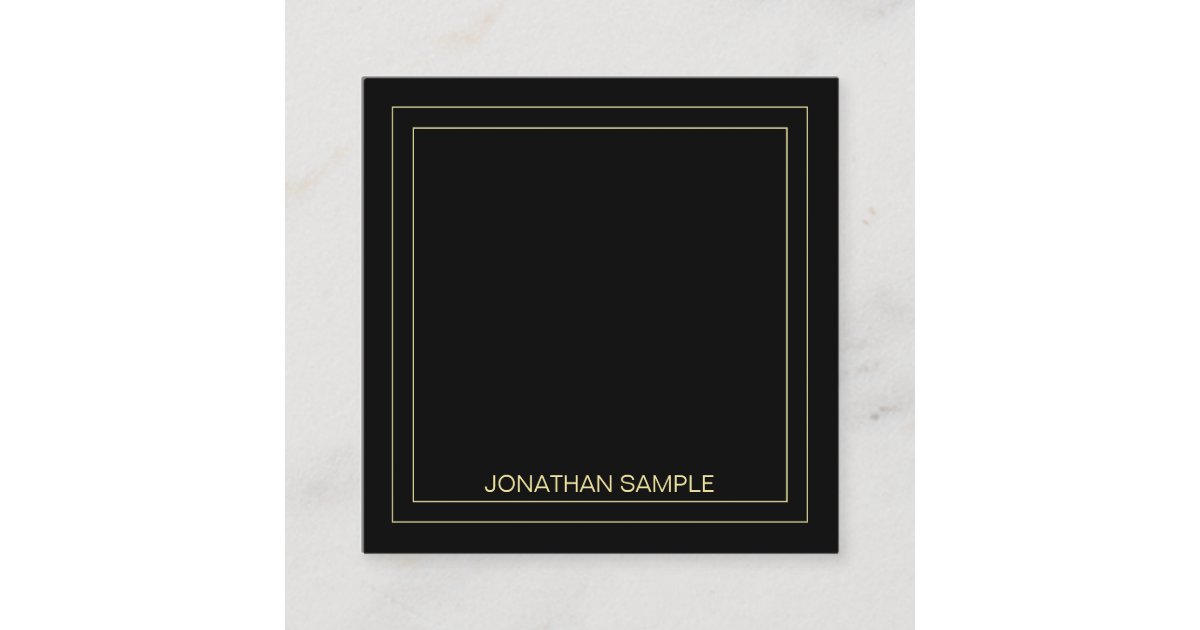 Modern Creative Gold Text Name Elegant Black Square Business Card | Zazzle