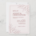 Modern Crimson Red Foliage Outline Wedding Invitation | Zazzle