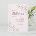 Modern Crimson Red Foliage Outline Wedding Invitation | Zazzle